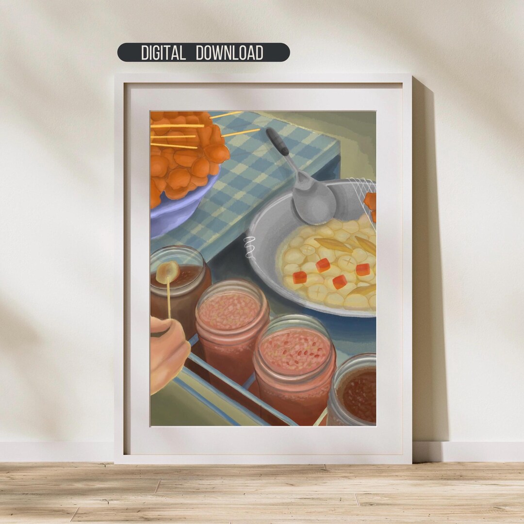 Filipino Fishball Cart Street Food Art, Pinoy Home & Kitchen Art ...
