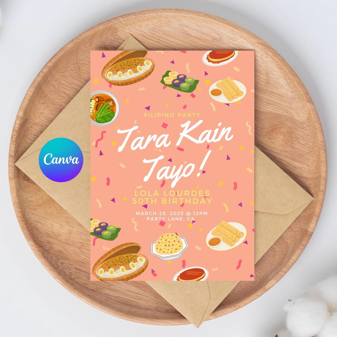 Editable Filipino Kamayan Birthday Theme Invitation, Filipino Kamayan ...