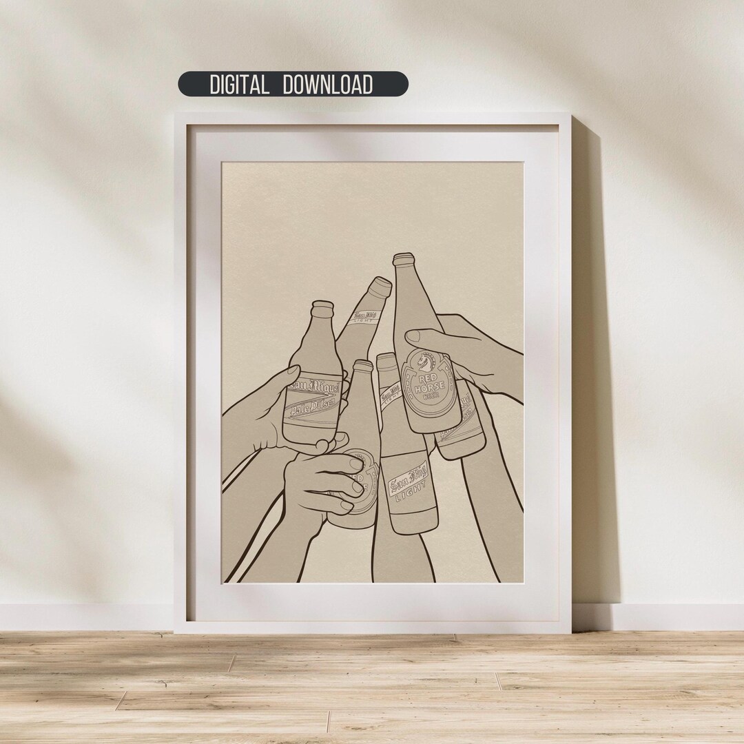 Filipino Beer Art Print: "inuman" Toast, Kitchen Wall Decor (digital ...