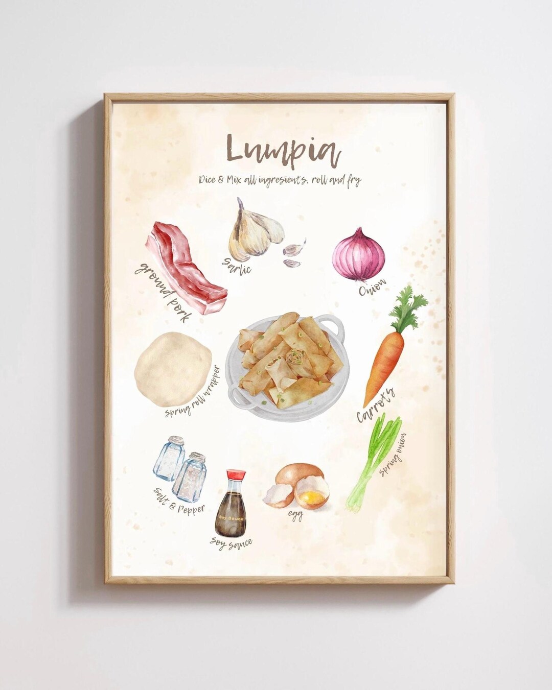 Lumpia Filipino Food Art, Filipino Spring Roll, Philippine Poster Art ...