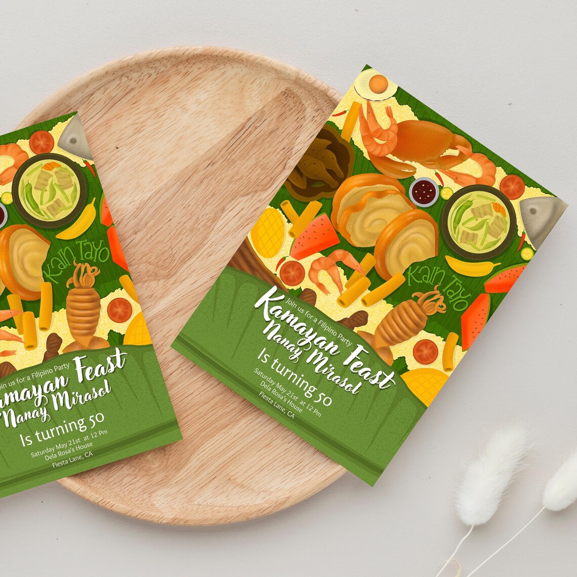 Editable Filipino Kamayan Birthday Theme Invitation, Filipino Kamayan ...