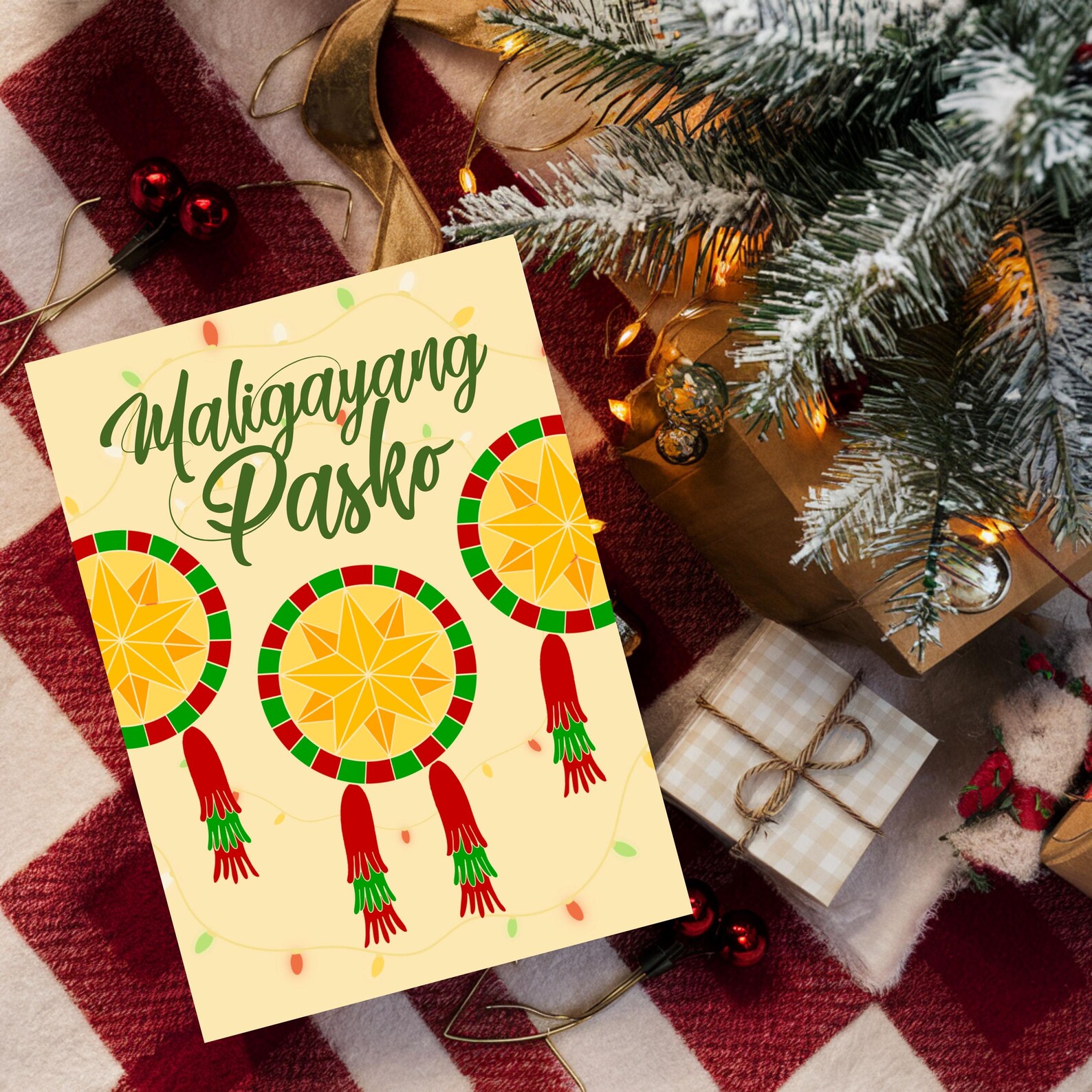 Maligayang Pasko Printable,tagalog,parol Christmas Card, Filipino ...