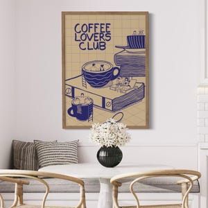 Retro Coffee Lover Club Printable Poster Art, Minimalist Digital Wall ...