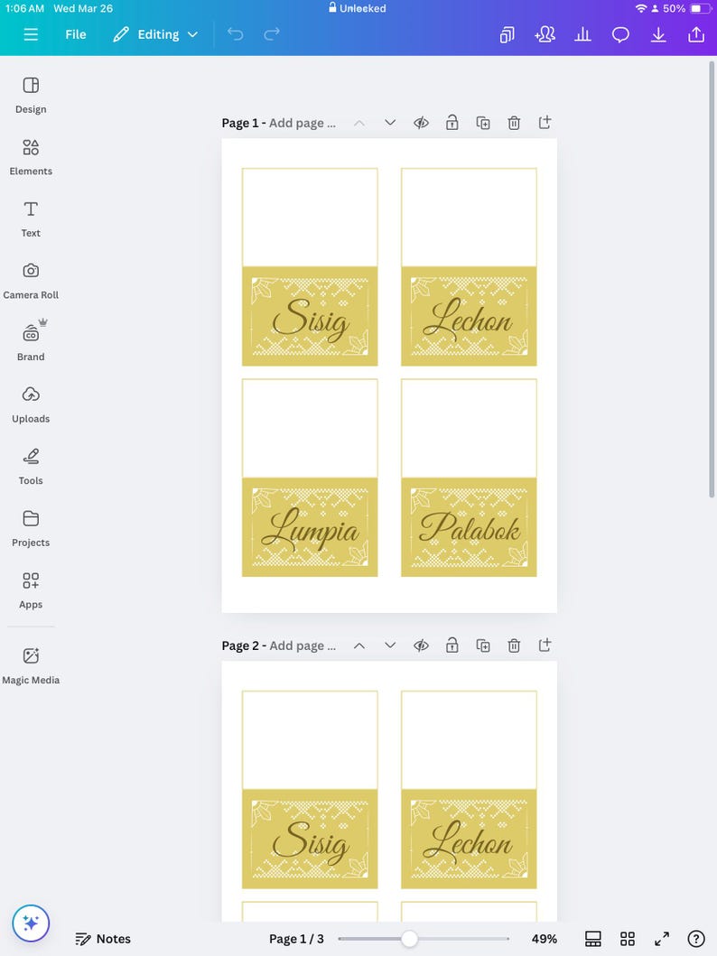 Editable Filipino Food Label , Filipino Party Label, Filipino Buffet ...