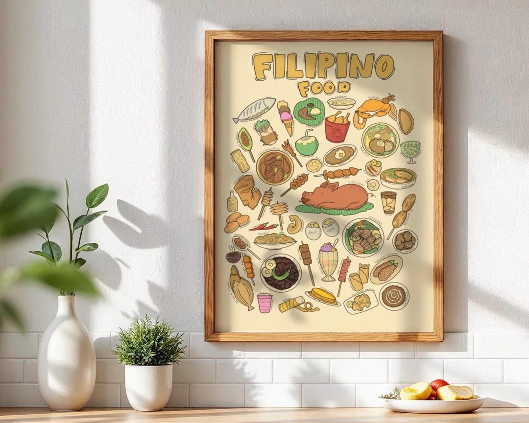 Filipino Food List Wall Art | Filipino Cuisine Poster | Pinoy Kitchen ...