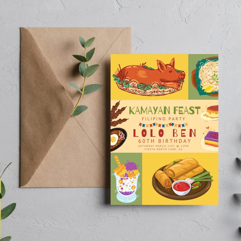 Editable Filipino Kamayan Birthday Theme Invitation, Filipino Kamayan ...