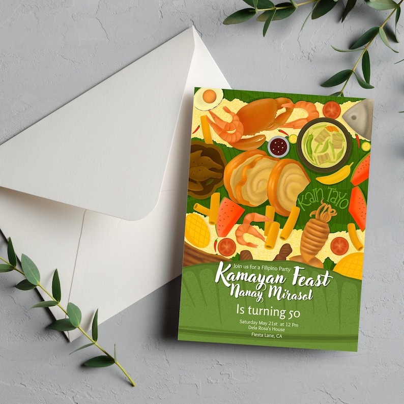 Editable Filipino Kamayan Birthday Theme Invitation, Filipino Kamayan ...