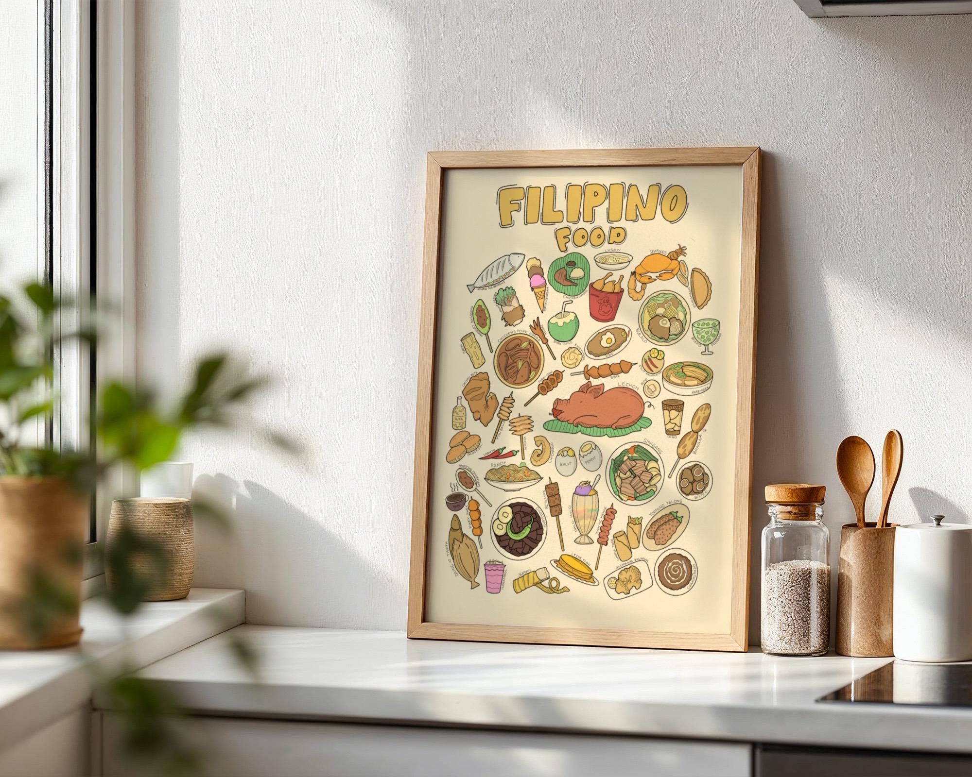 Filipino Food Wall Art,philippines Food, Perfect Gift for Filipino ...