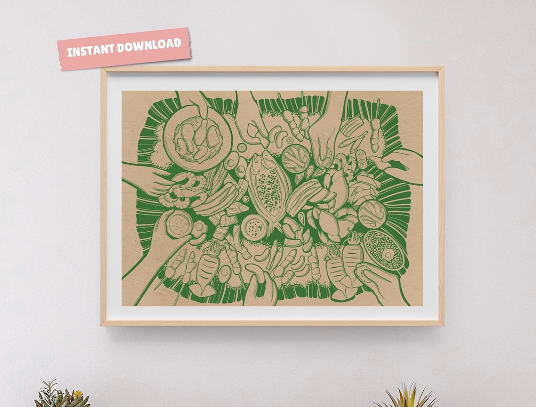 Filipino Kamayan Feast, Pinoy Boodle Fight Art,philippines Poster ...
