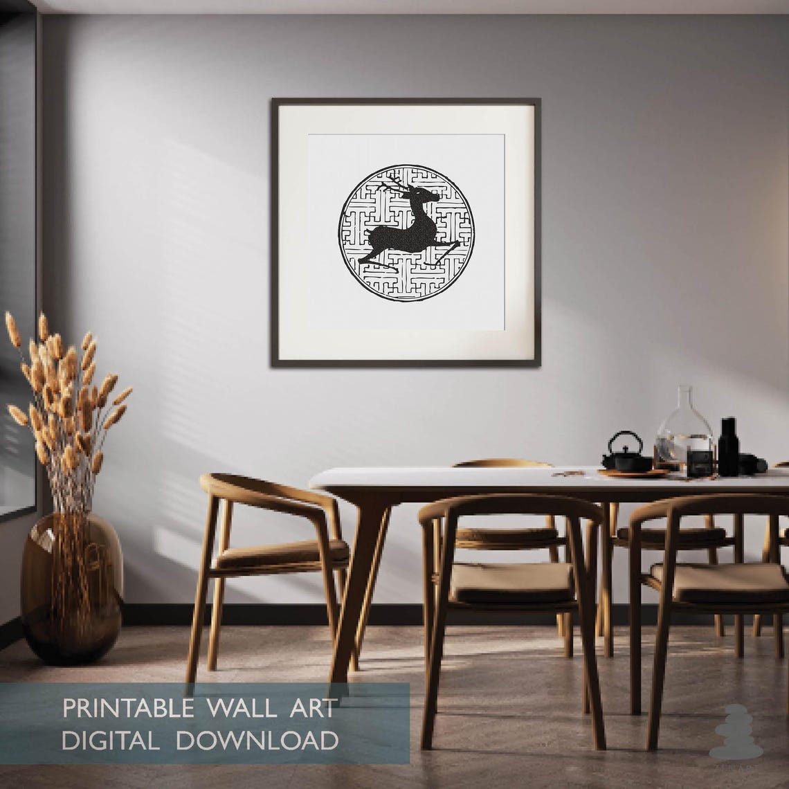 Deer Pattern - Chinese Qin Dynasty Tile Pattern, Wadang Poster ...