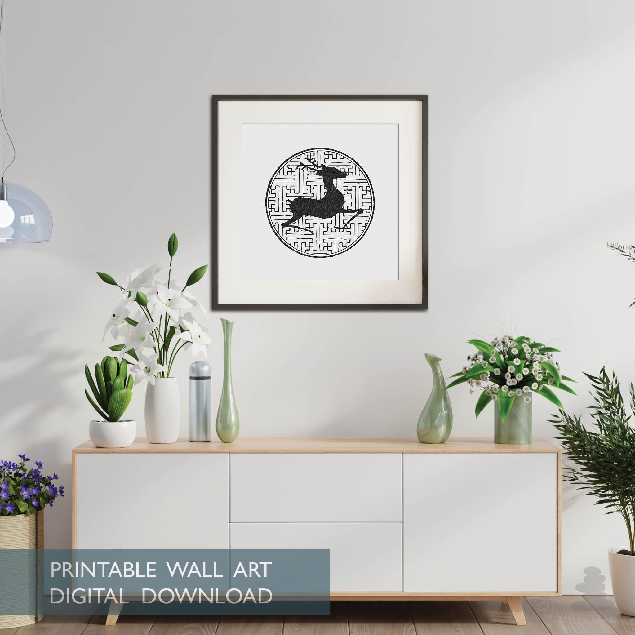 Deer Pattern - Chinese Qin Dynasty Tile Pattern, Wadang Poster ...