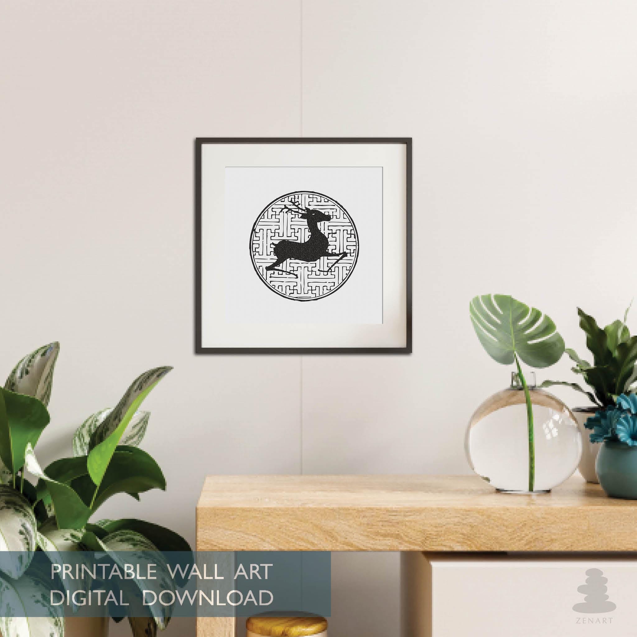 Deer Pattern - Chinese Qin Dynasty Tile Pattern, Wadang Poster ...