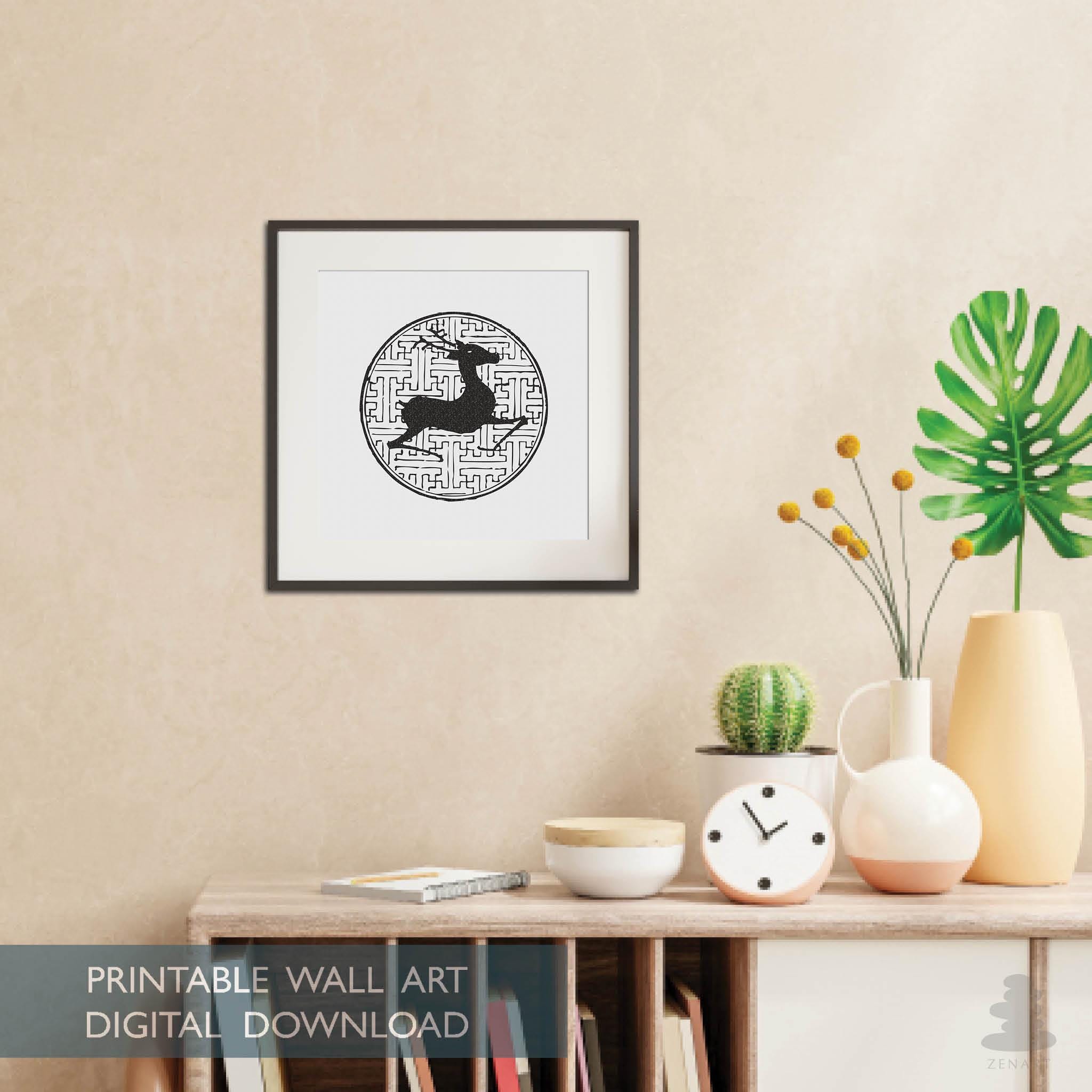 Deer Pattern - Chinese Qin Dynasty Tile Pattern, Wadang Poster ...