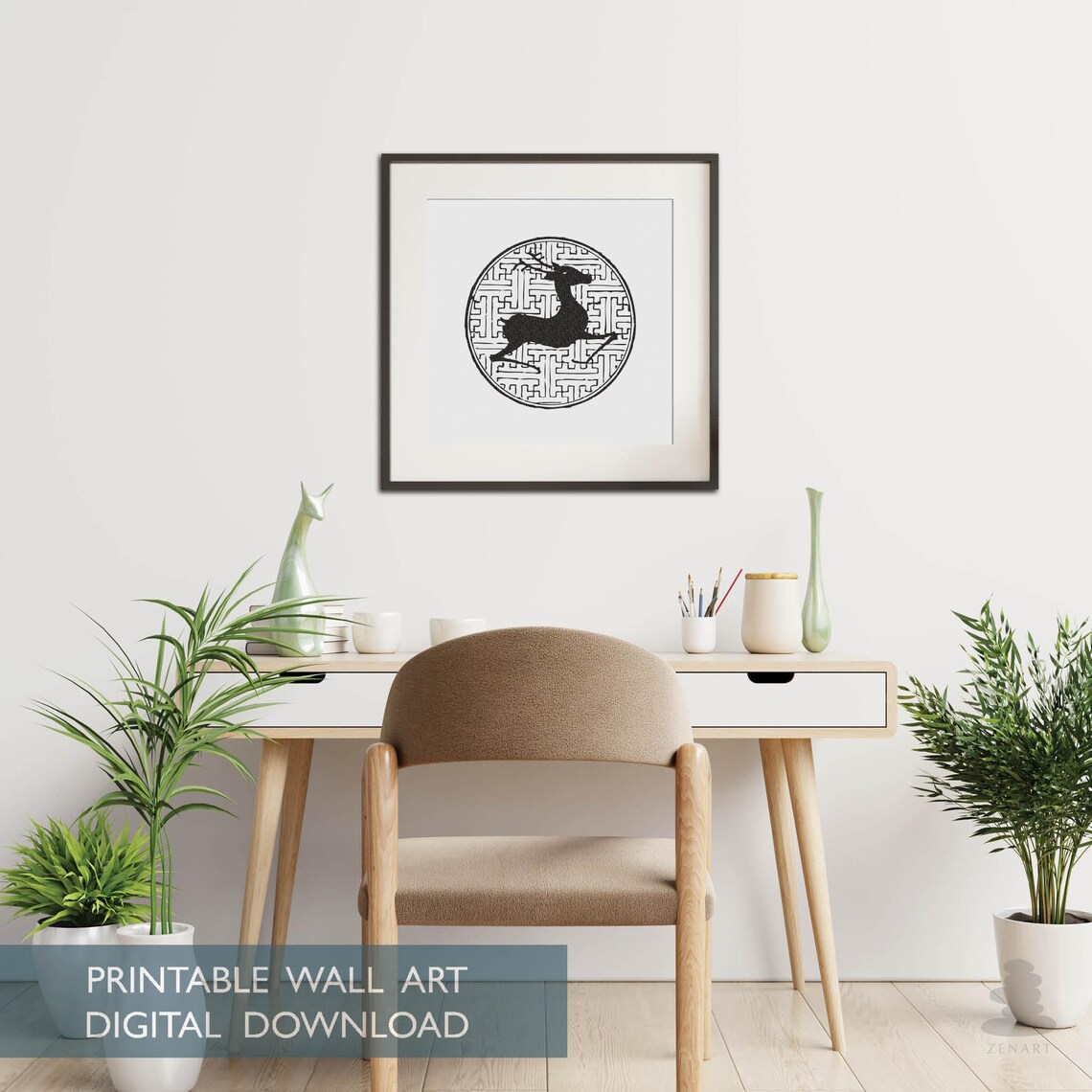 Deer Pattern - Chinese Qin Dynasty Tile Pattern, Wadang Poster ...