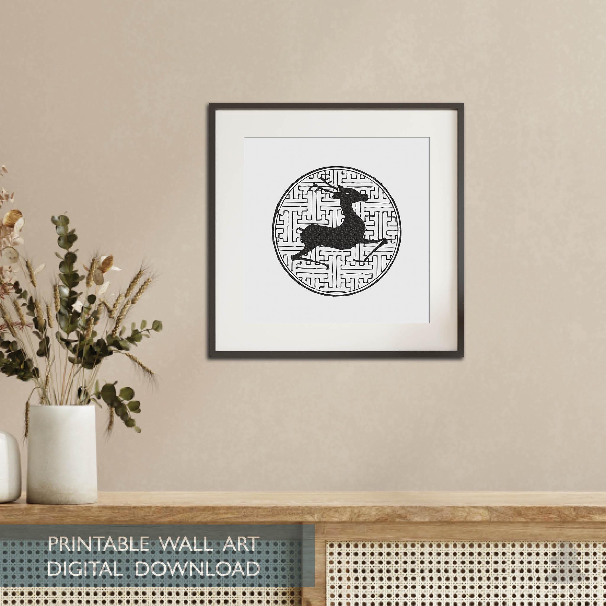 Deer Pattern - Chinese Qin Dynasty Tile Pattern, Wadang Poster ...