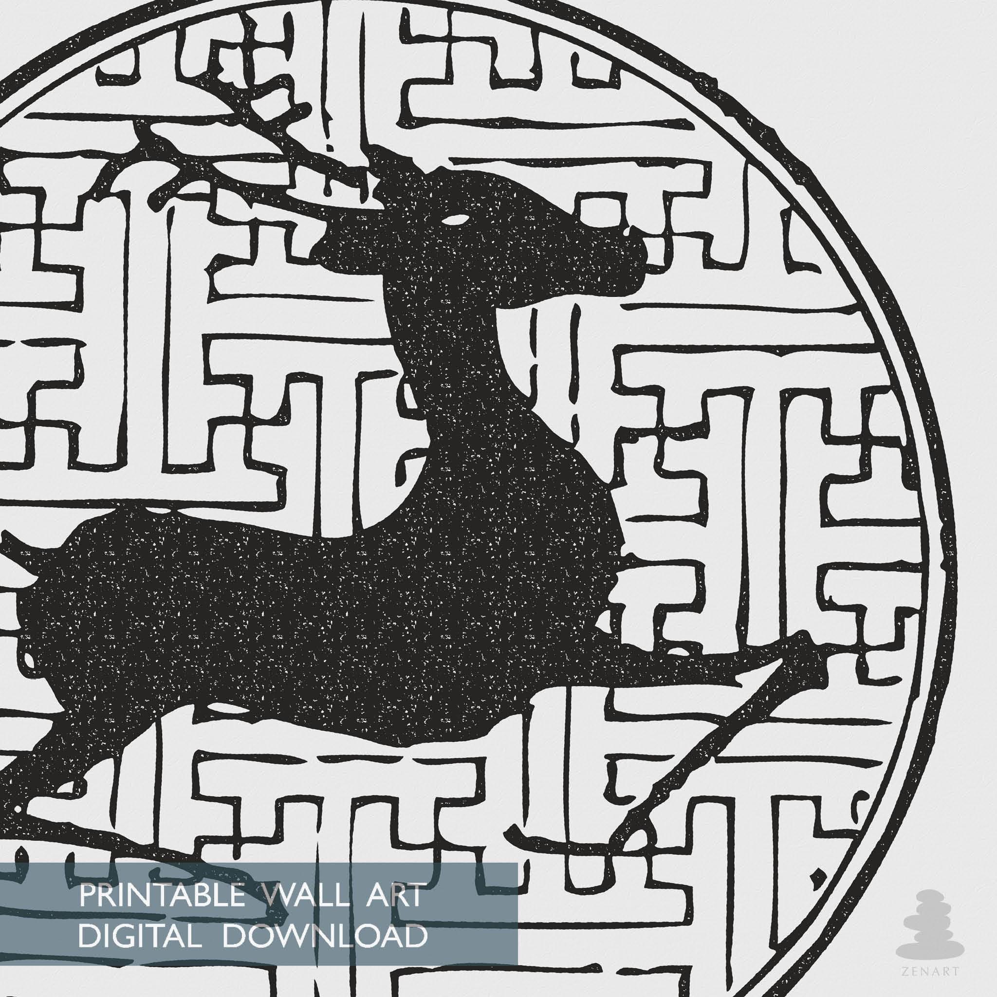 Deer Pattern - Chinese Qin Dynasty Tile Pattern, Wadang Poster ...