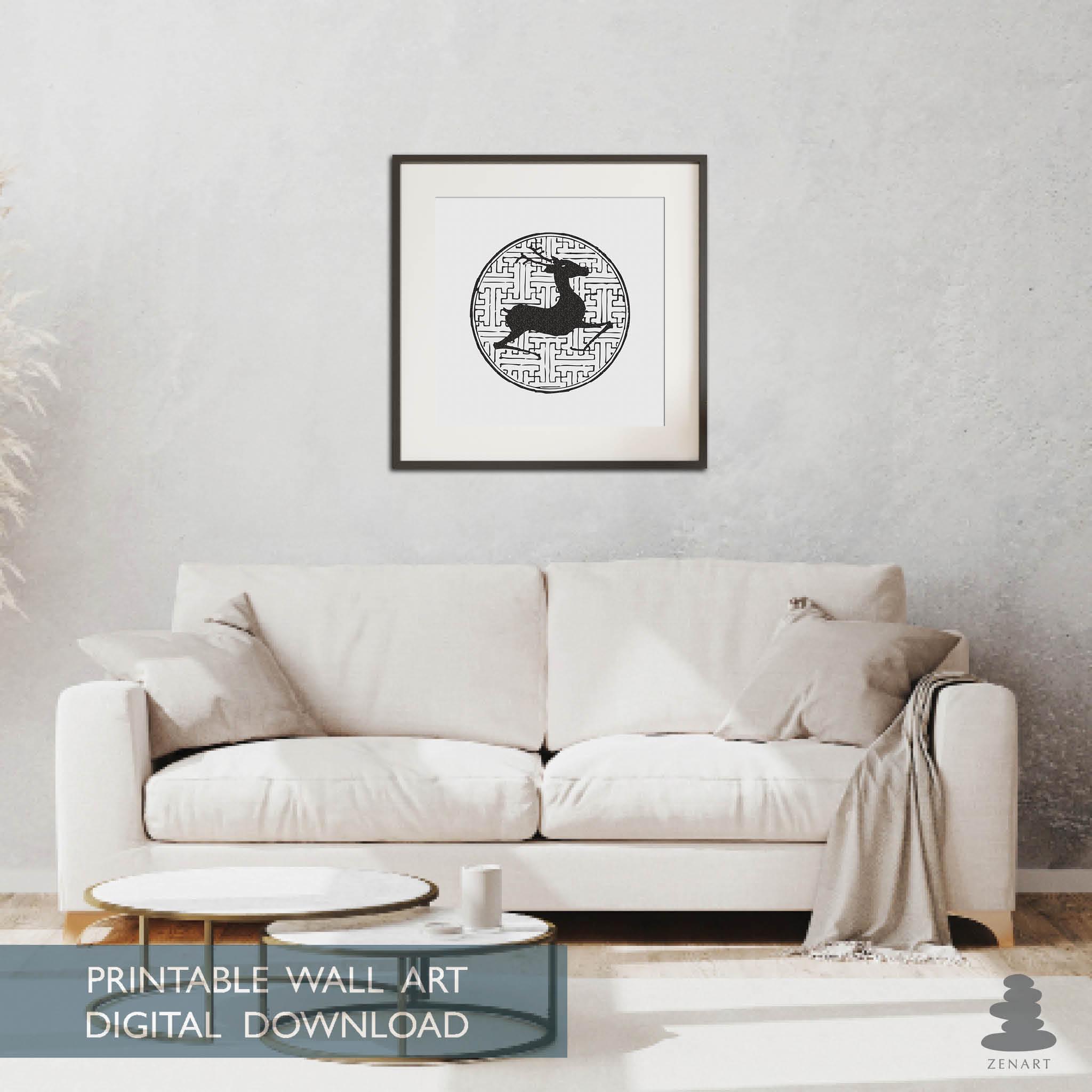 Deer Pattern - Chinese Qin Dynasty Tile Pattern, Wadang Poster ...