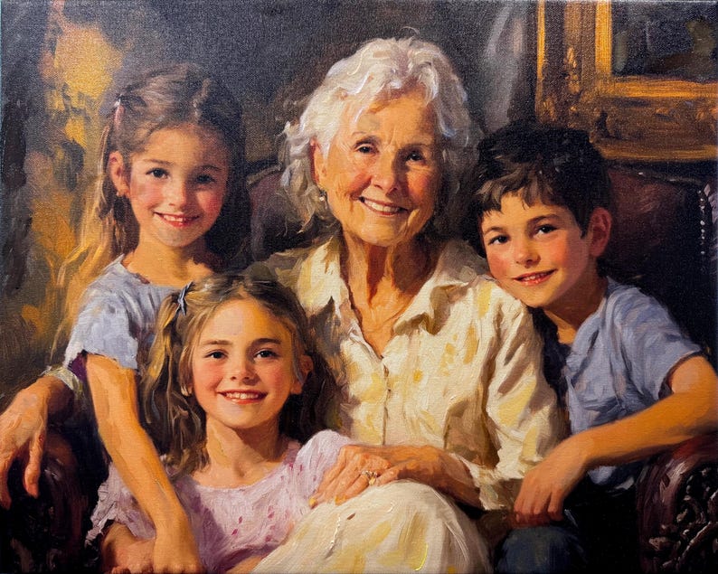 Custom Family Portrait Oil Painting: Hand-painted on Canvas ...