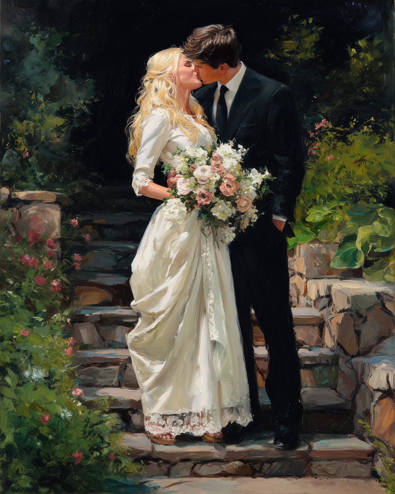 Custom Wedding Oil Painting, Hand-painted Bride & Groom Portrait - Etsy