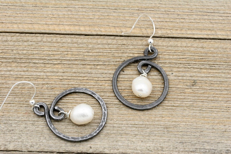 Iron Jewelry Iron and Pearl Earrings Iron Anniversary Gift | Etsy