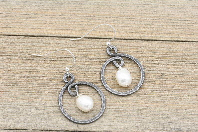 Iron Jewelry Iron and Pearl Earrings Iron Anniversary Gift | Etsy