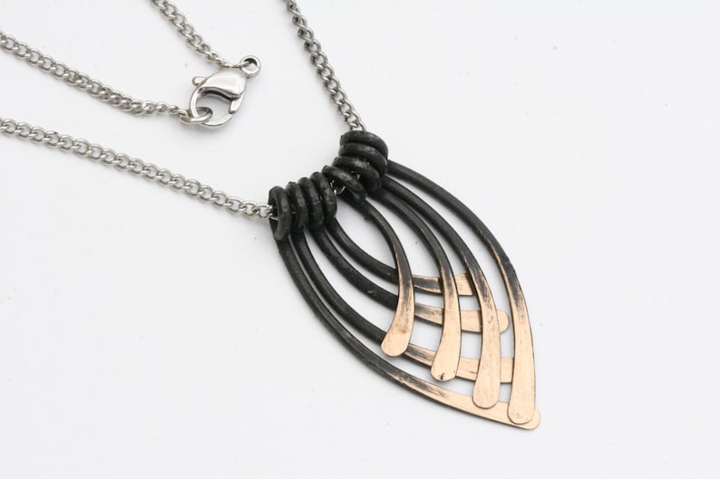 Hand Forged Bronze Layered Necklace, 8th Anniversary Gift - Etsy