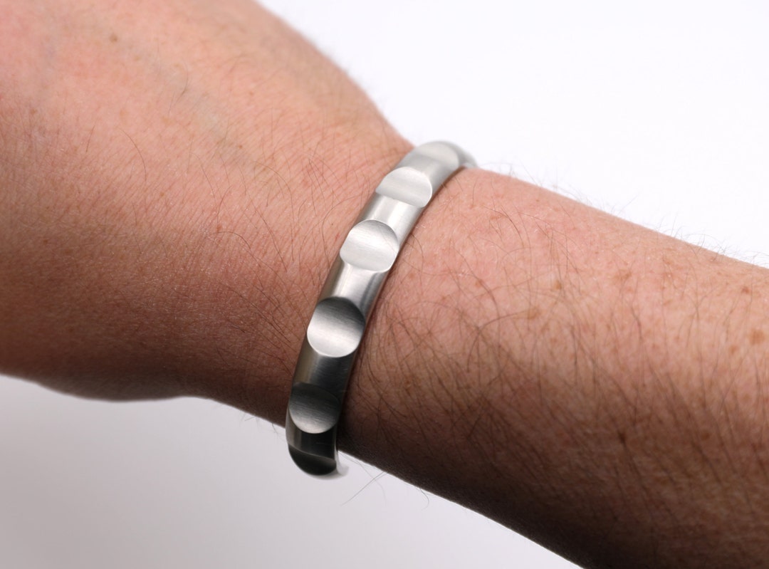 Stainless Steel Notched Mens Cuff Bracelet - Etsy
