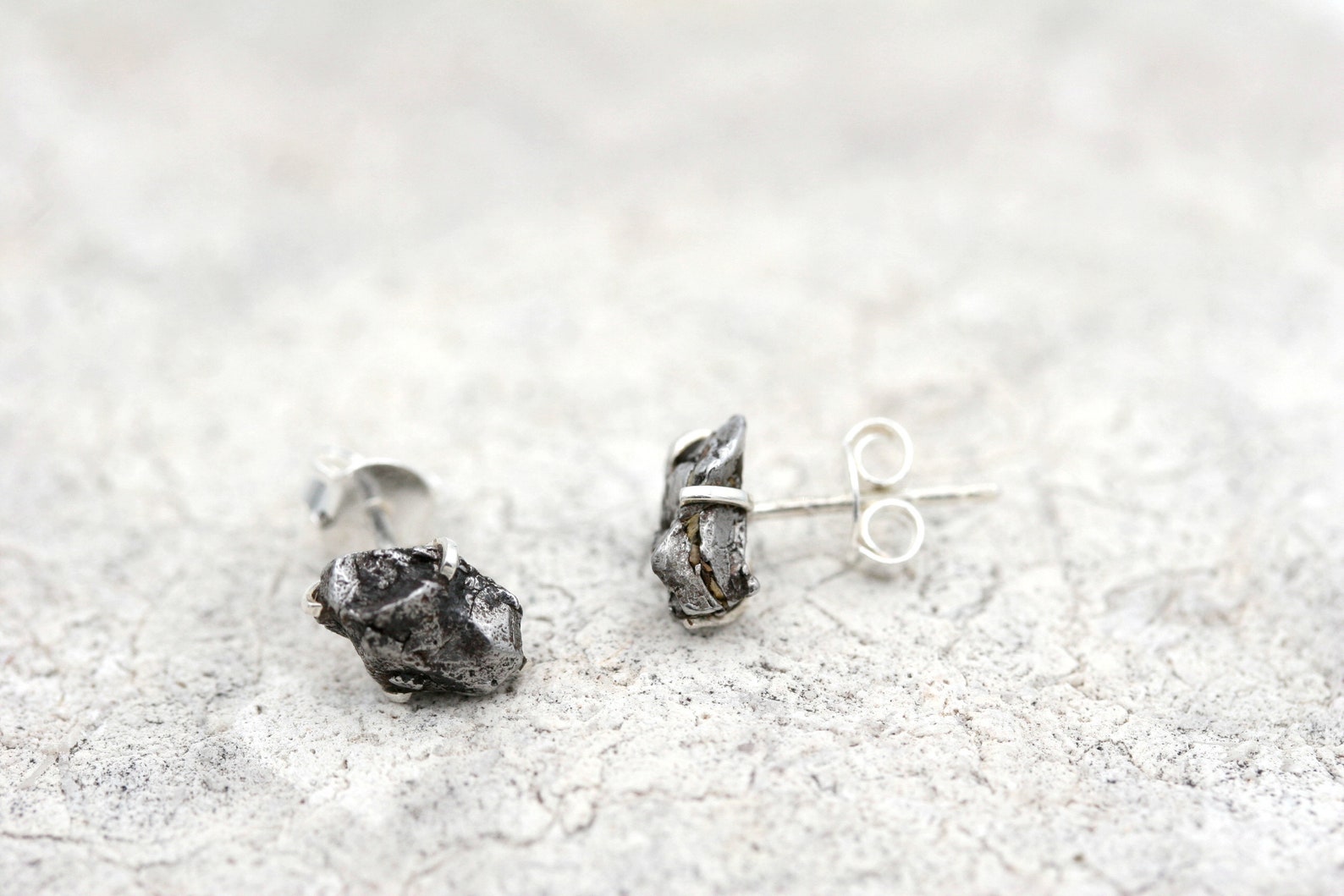 Meteorite Earrings Meteorite Stud Earrings Meteorite | Etsy