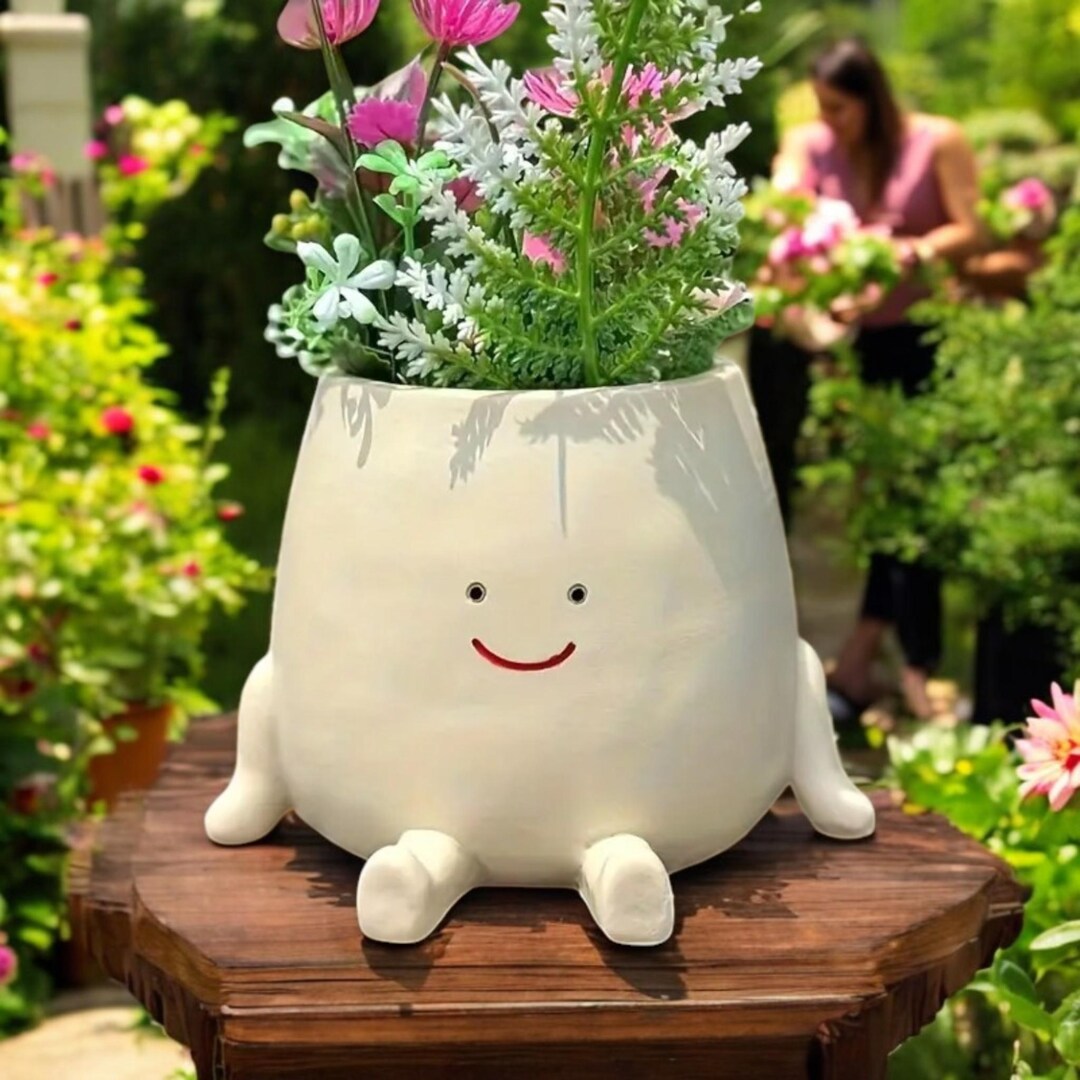 Flower Pot With Face, Smiling Face Plant Pot, Garden Pots, Indoor Plant ...