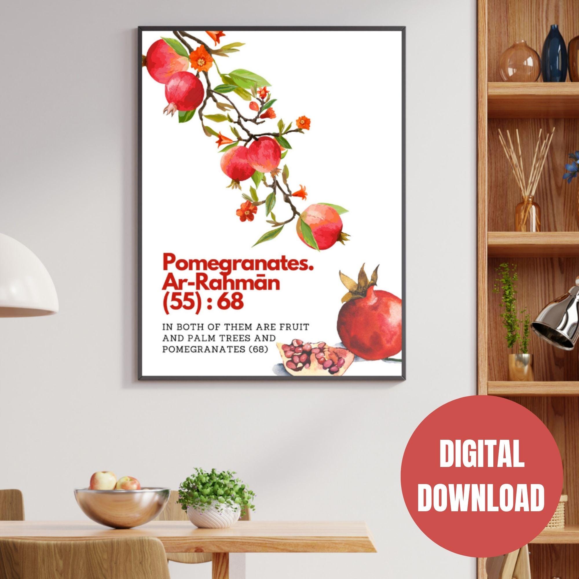 Islamic Wall Art Set of 3 Watercolor Fruits in the Quran Islamic Poster ...