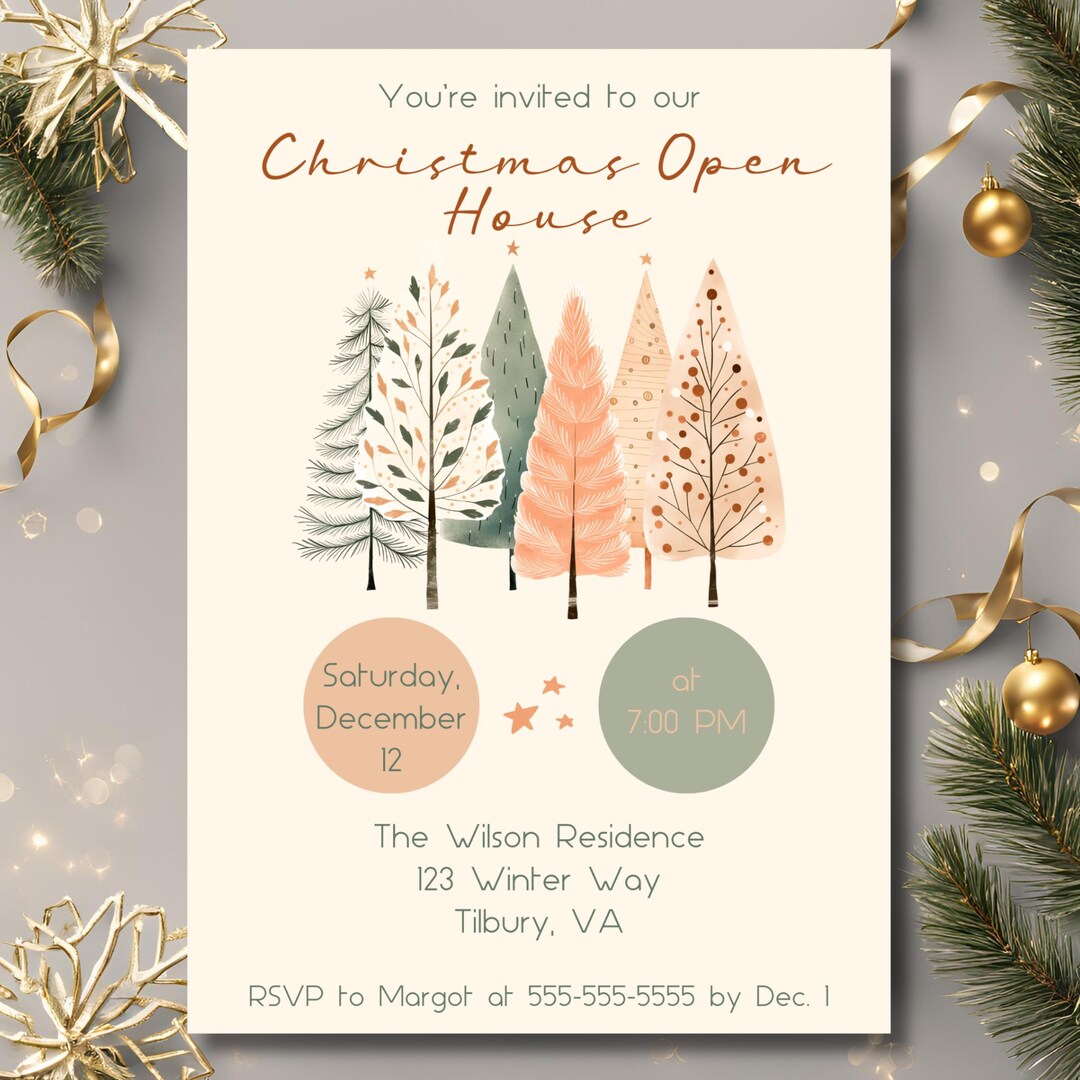 Printable Christmas Open House Invitation – Canva Template – Features ...