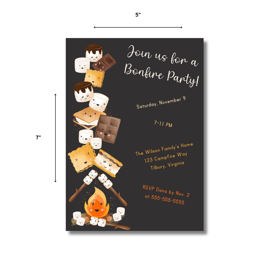 Fun Bonfire Party Invitation Template Canva Editable Template Features ...