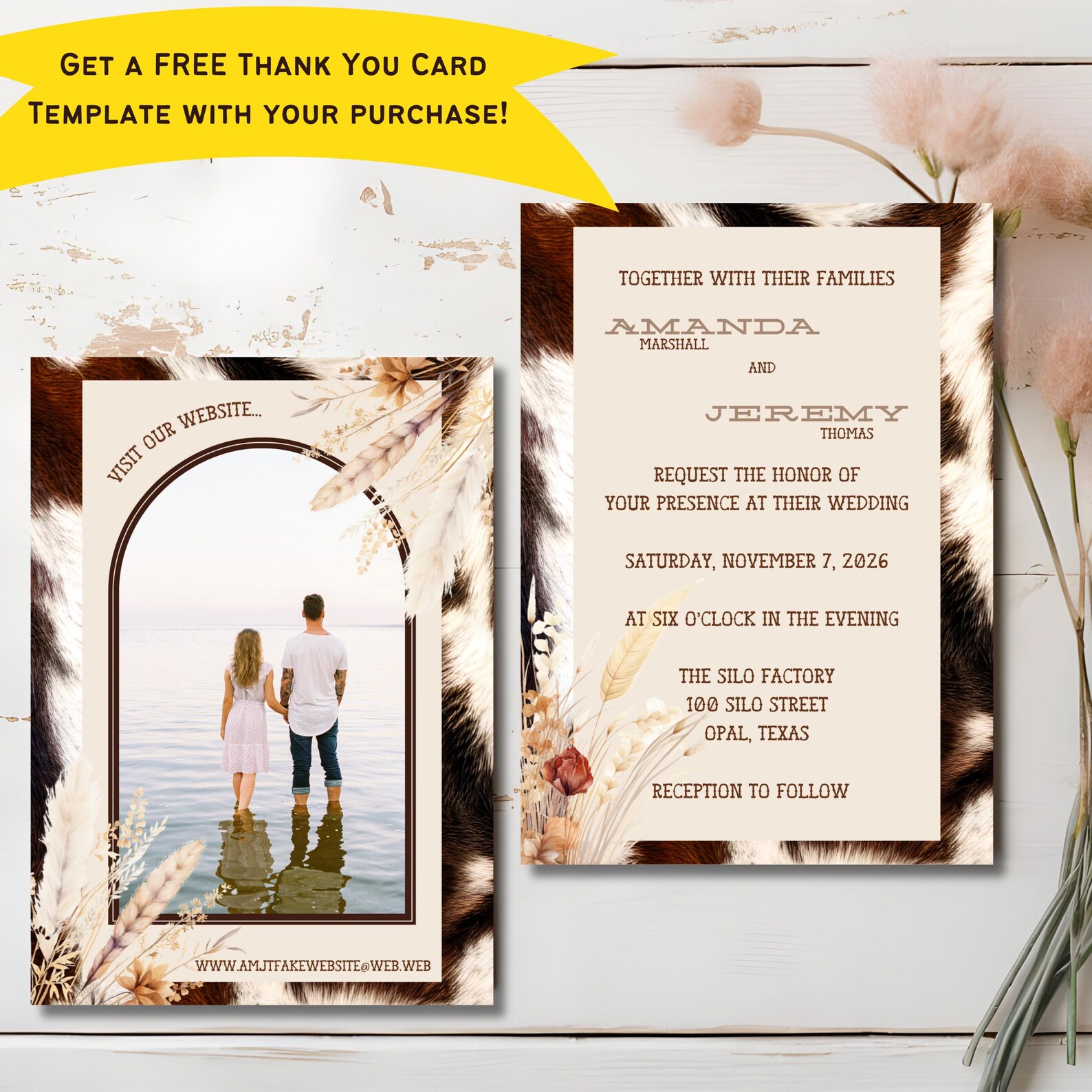 Western Wedding Invitation Template Set – Invitation W/photo Option on ...