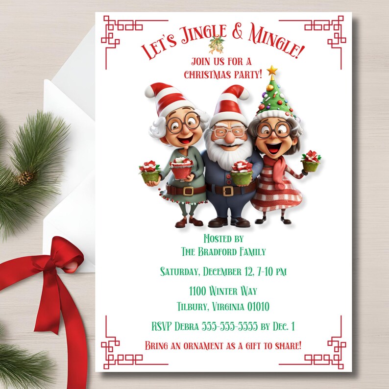 Fun Christmas Party Invitation Template – Canva Editable Template ...
