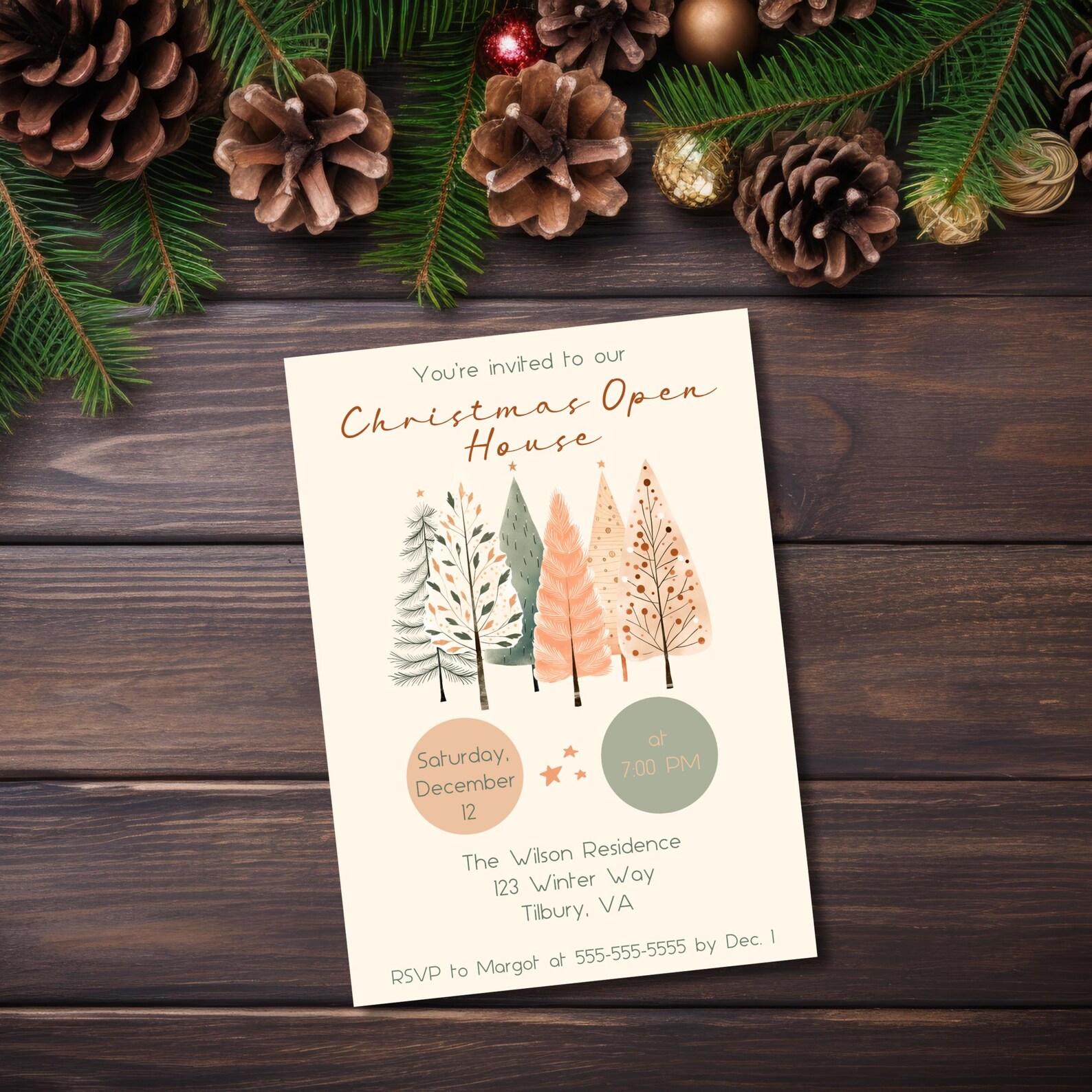 Printable Christmas Open House Invitation – Canva Template – Features ...