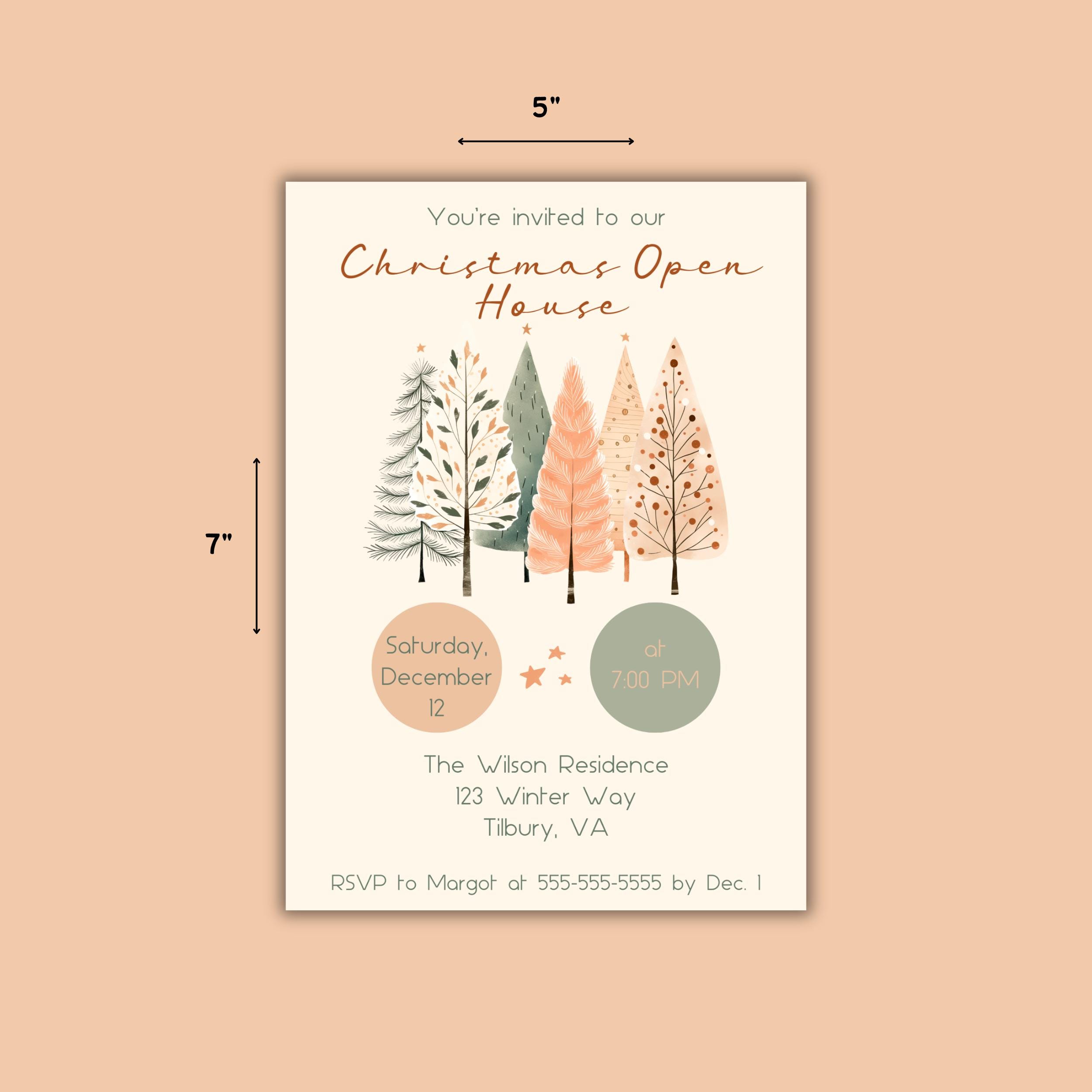 Printable Christmas Open House Invitation – Canva Template – Features ...