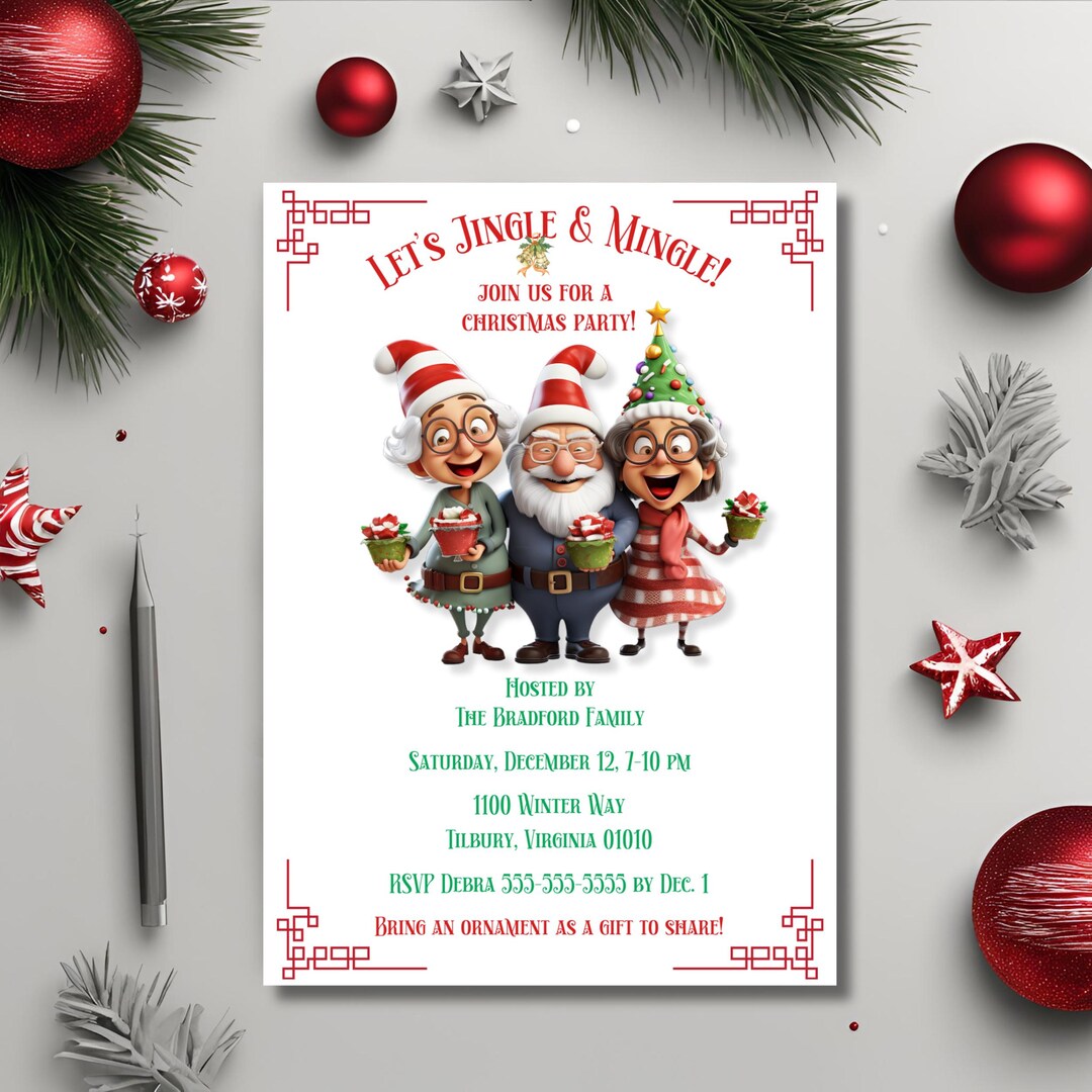 Fun Christmas Party Invitation Template – Canva Editable Template ...