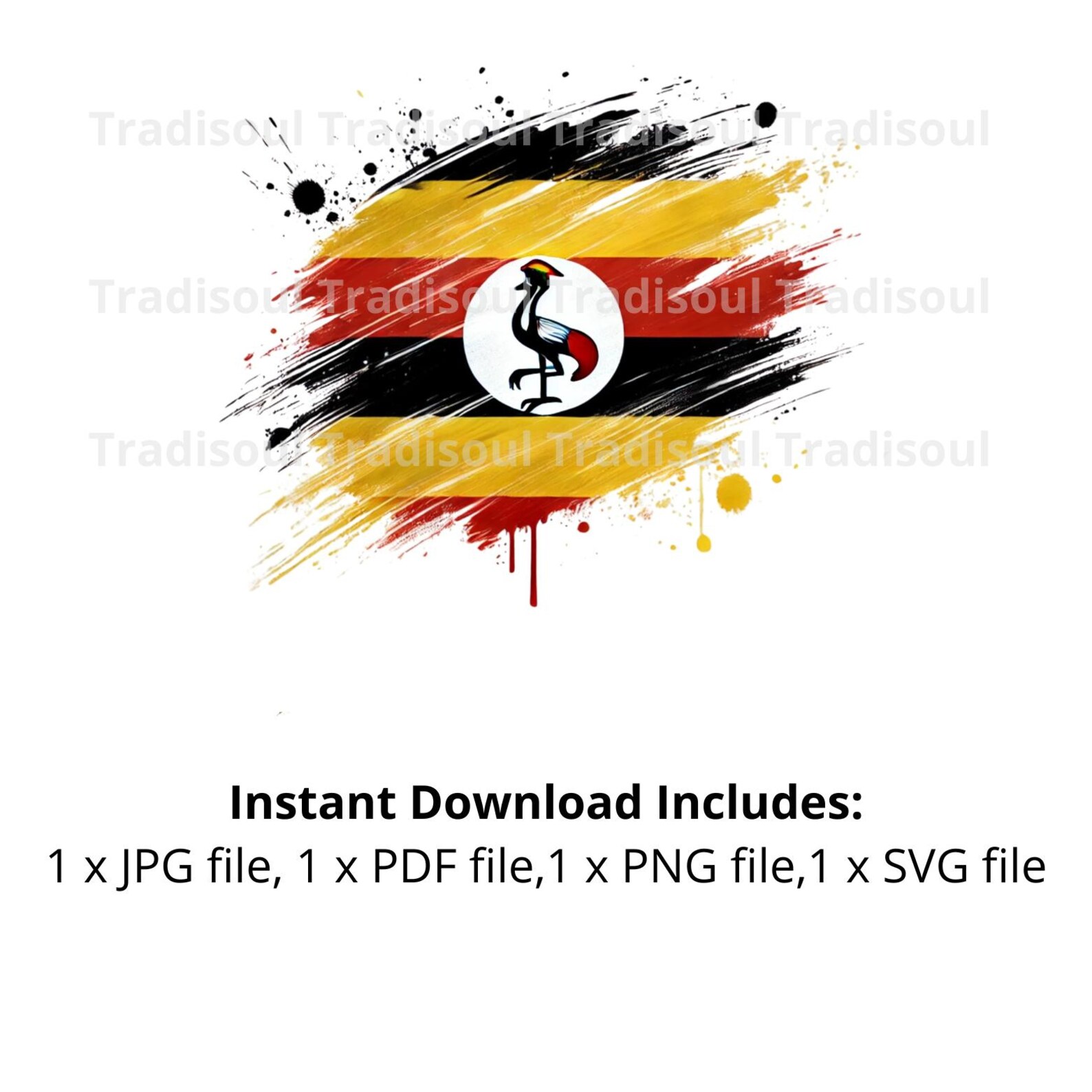 Uganda Flag Watercolor Print - Digital Download | Abstract Ugandan Flag ...