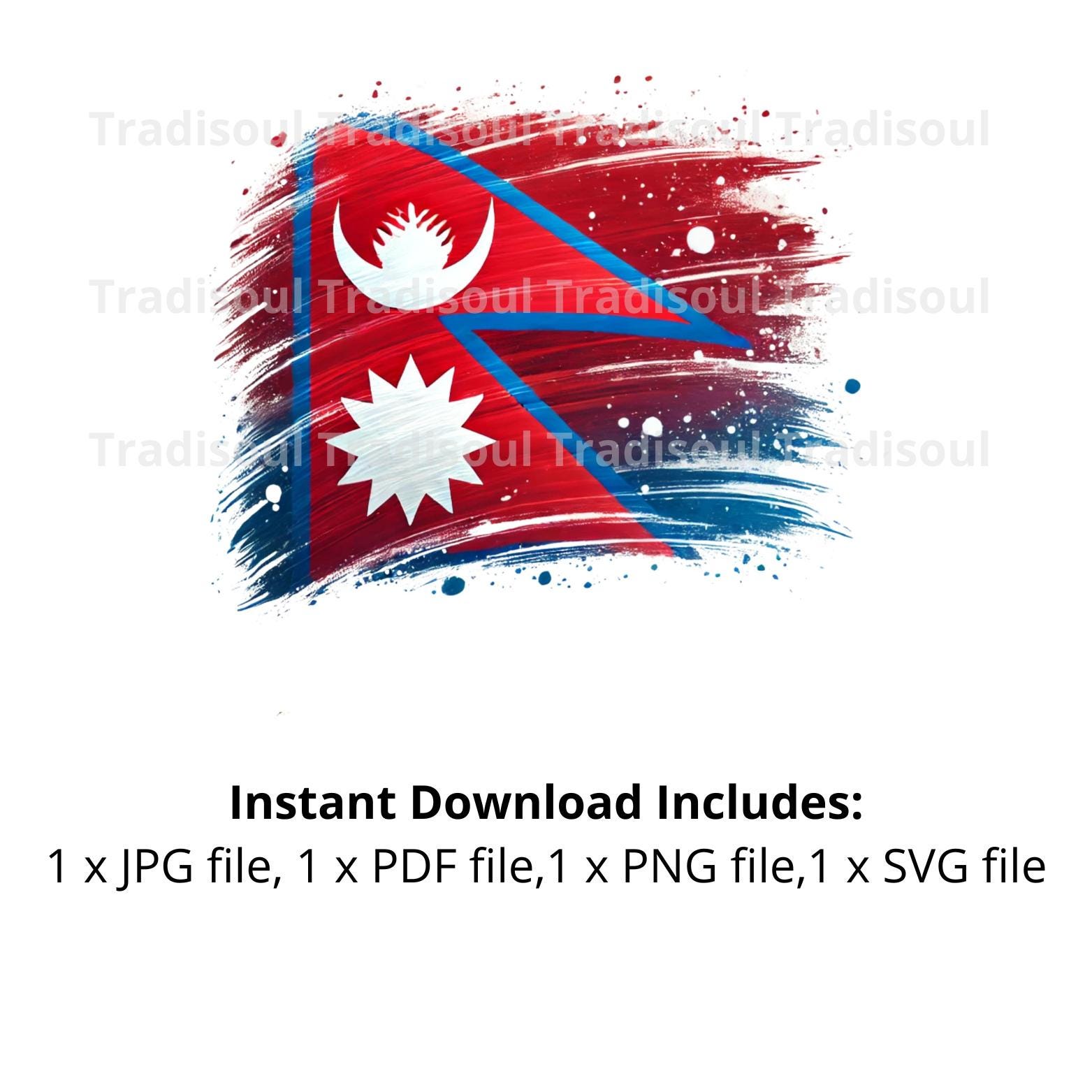 Nepal Flag Watercolor Print - Digital Download | Abstract Nepali Flag ...
