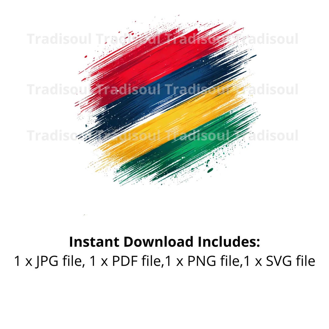 Mauritius Flag Watercolor Print - Digital Download | Abstract Mauritian ...