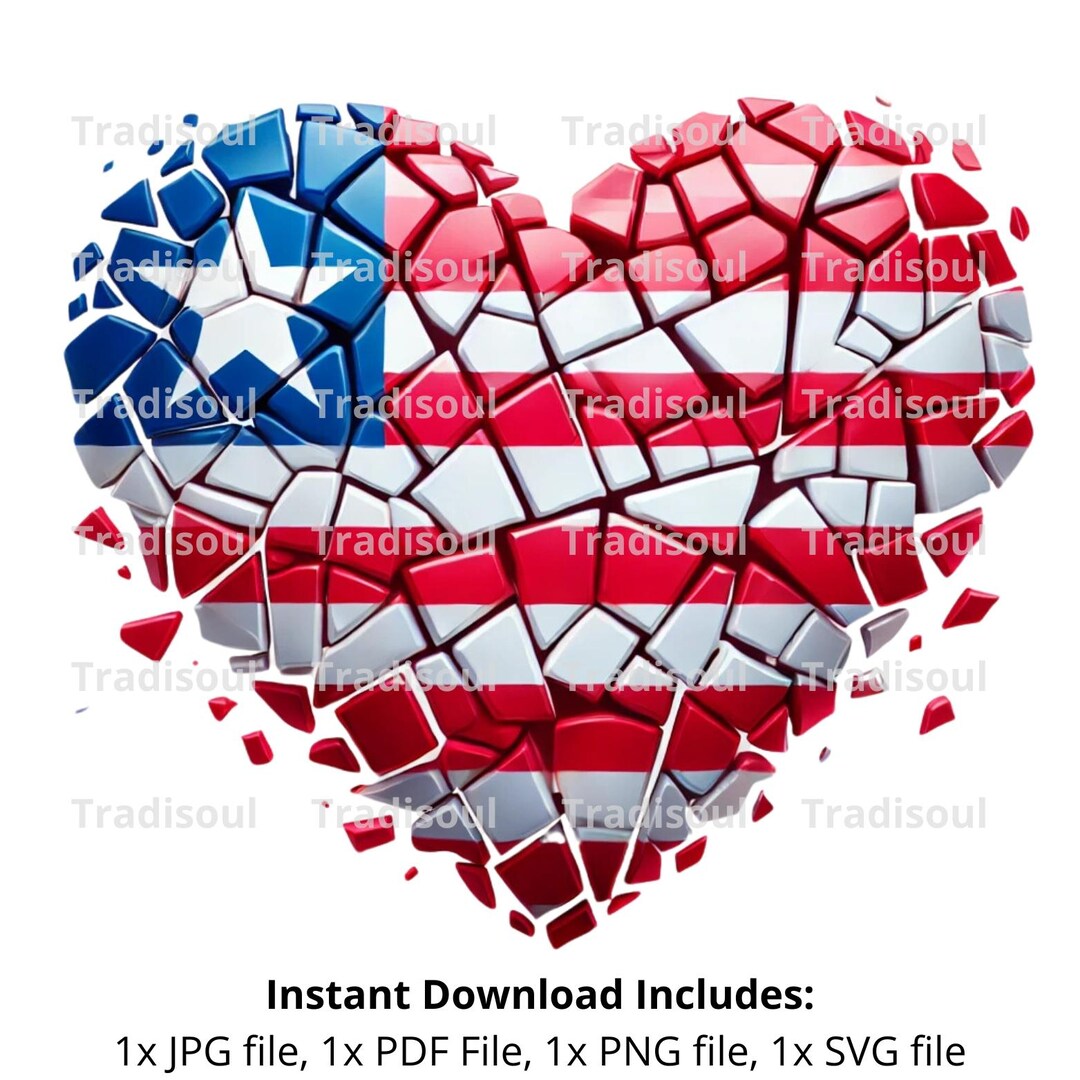 Liberia Flag Heart Shape | Shattered Glass Effect Digital Art ...