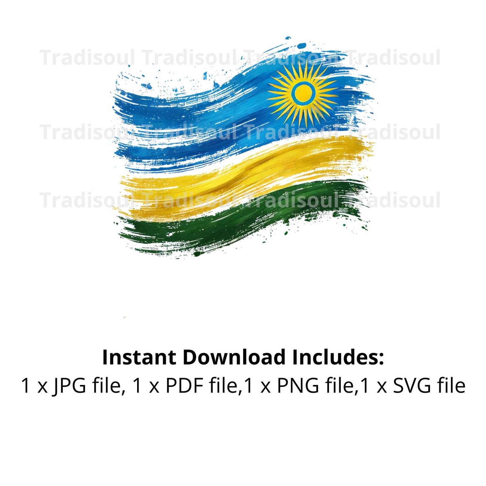 Rwanda Flag Watercolor Print - Digital Download | Abstract Rwandan Flag ...