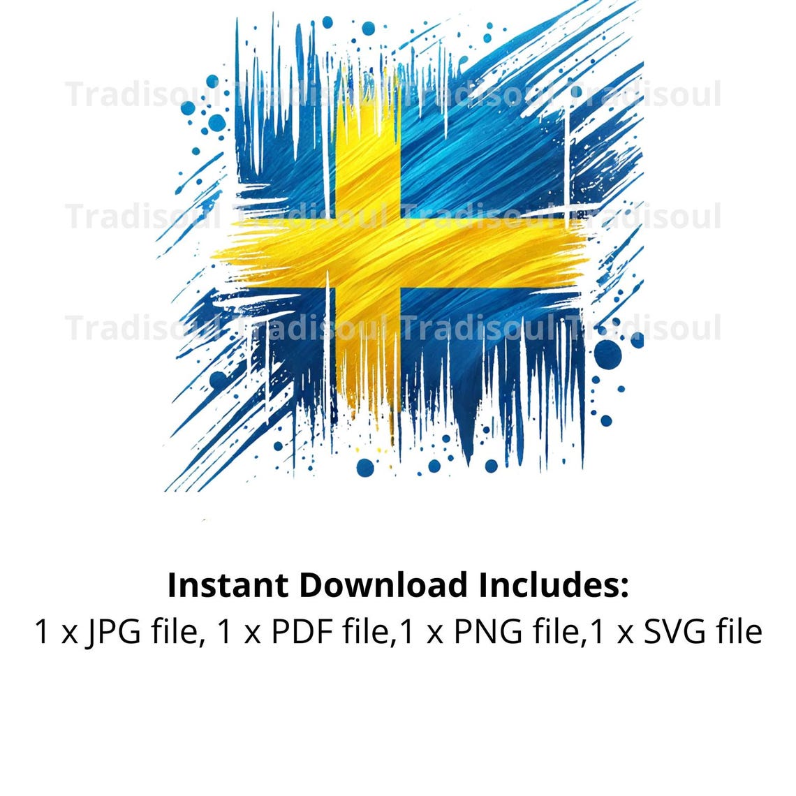 Sweden Flag Watercolor Print - Digital Download | Abstract Swedish Flag ...