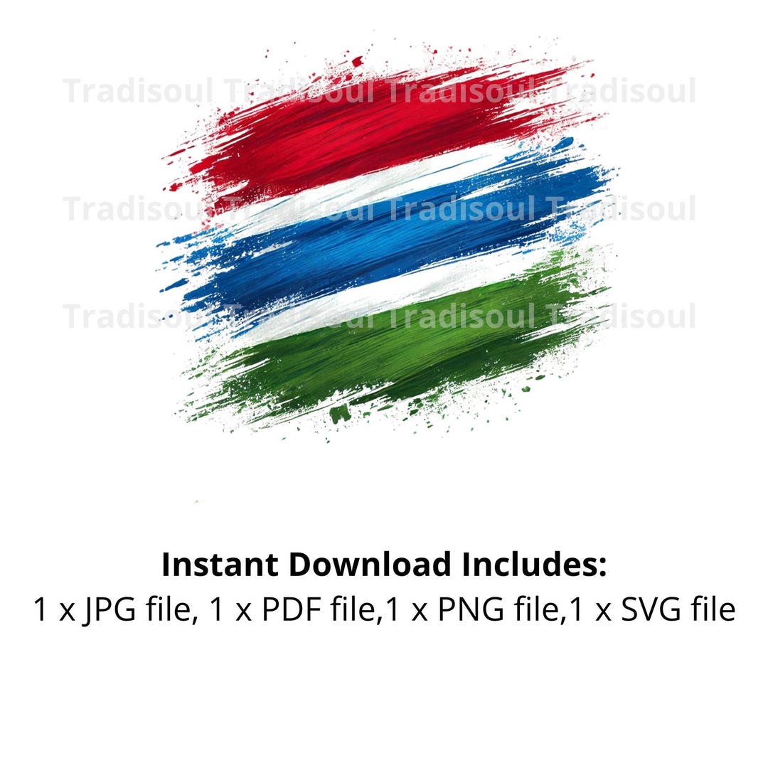 Gambia Flag Watercolor Print - Digital Download | Abstract Gambian Flag ...