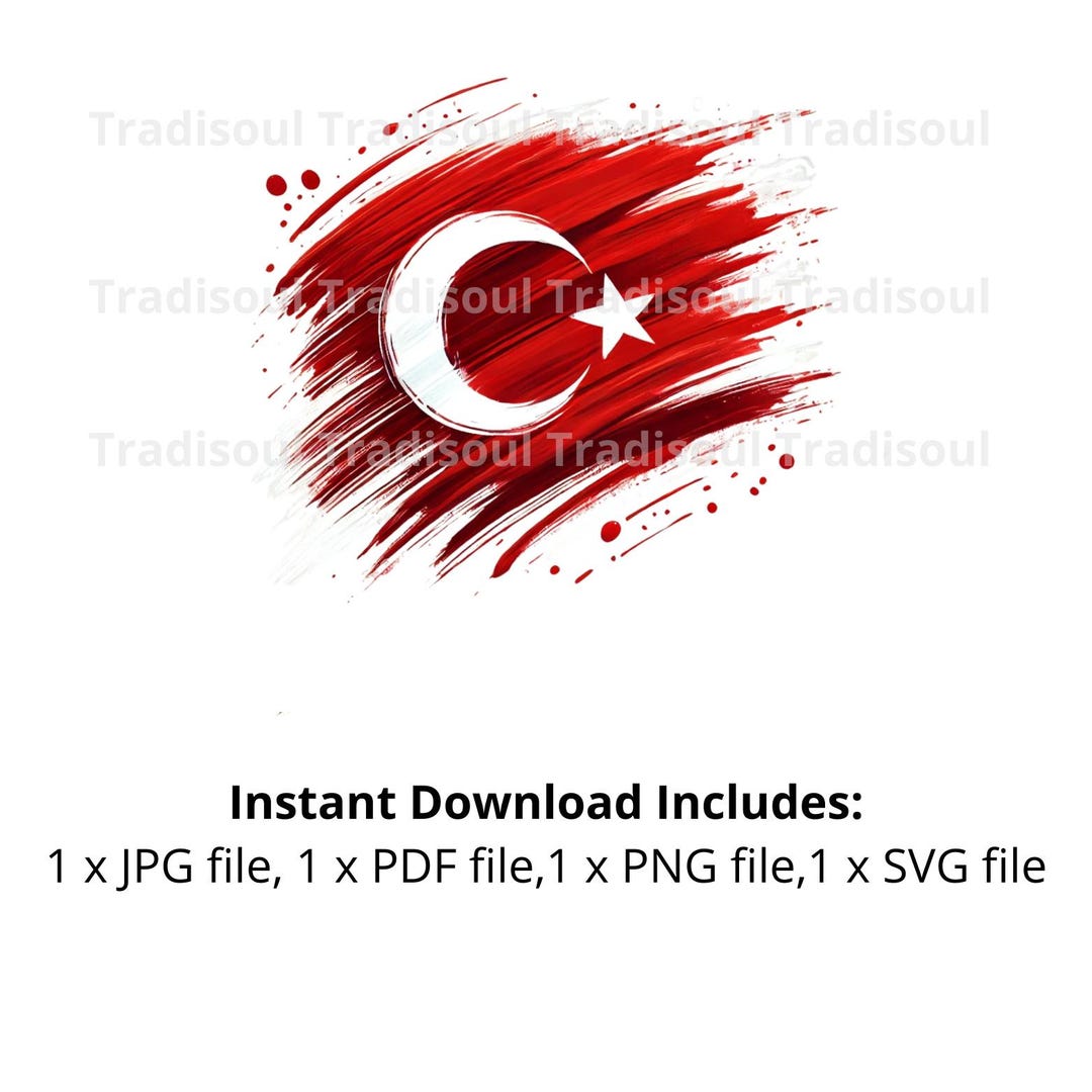 Turkey Flag Watercolor Print - Digital Download | Abstract Turkish Flag ...
