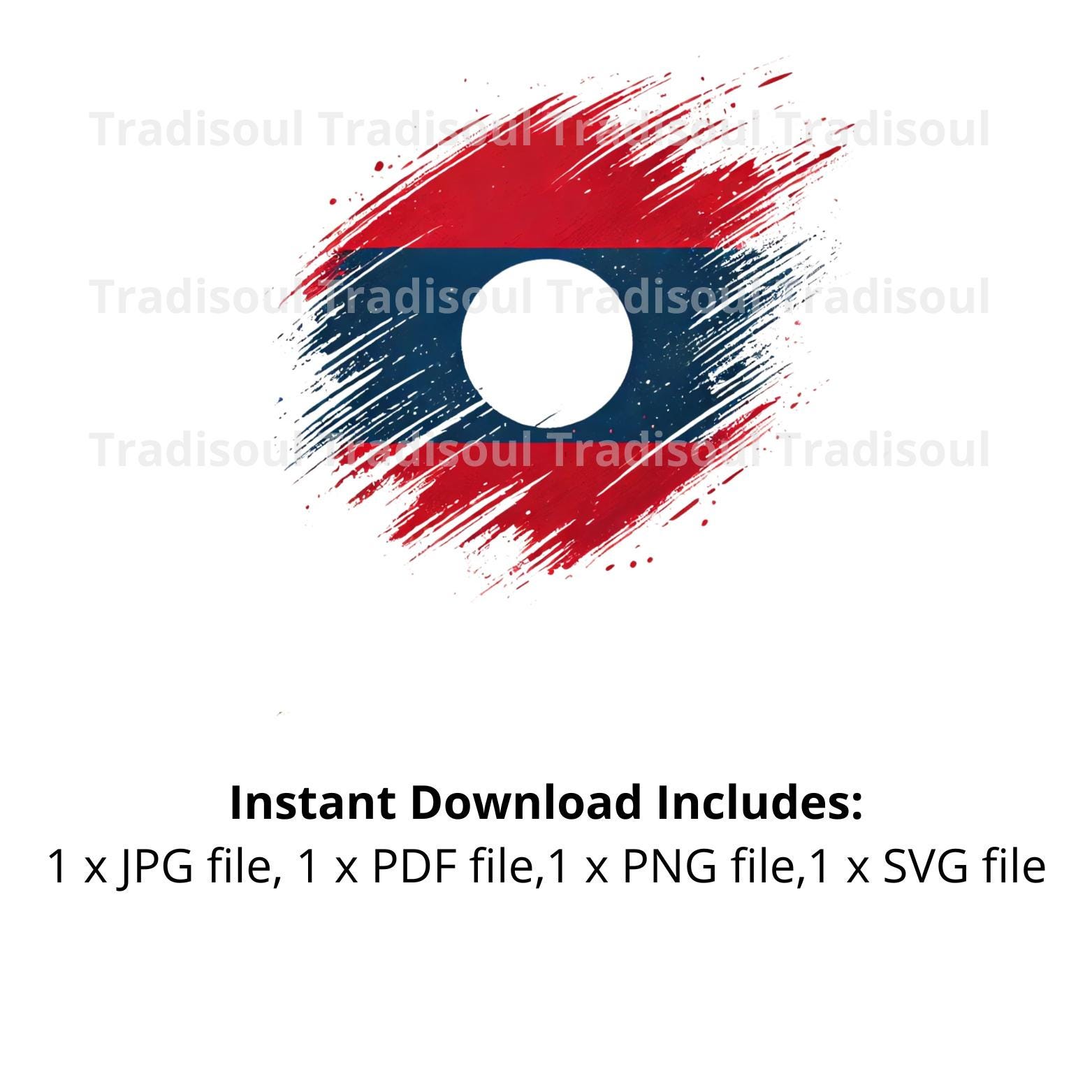 Laos Flag Watercolor Print - Digital Download | Abstract Lao Flag Art ...
