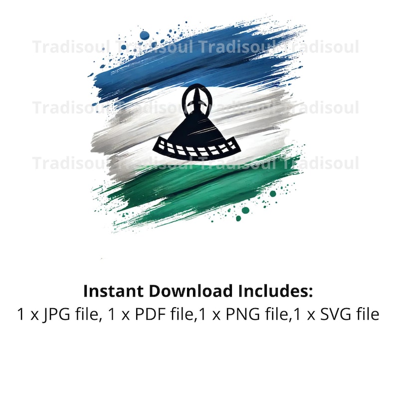 Lesotho Flag Watercolor Print - Digital Download | Abstract Lesotho ...