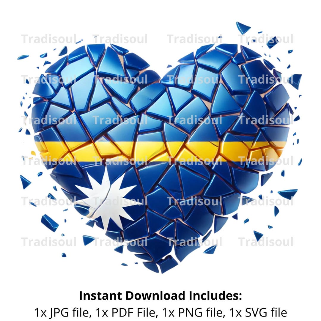 Nauru Flag Heart Shape | Shattered Glass Effect Digital Art | Download as JPG, PNG, SVG | Modern ...