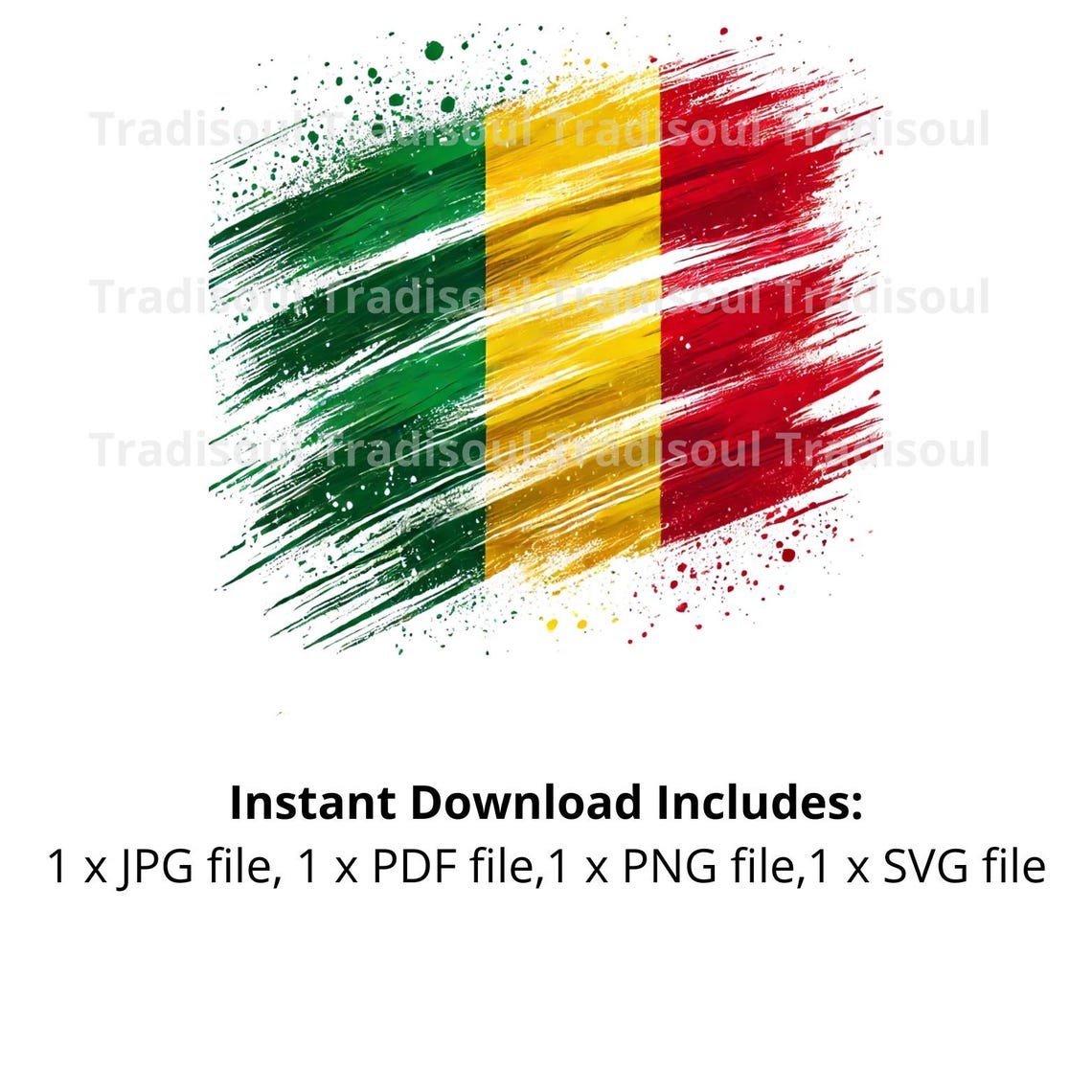 Mali Flag Watercolor Print - Digital Download | Abstract Mali Flag Art ...