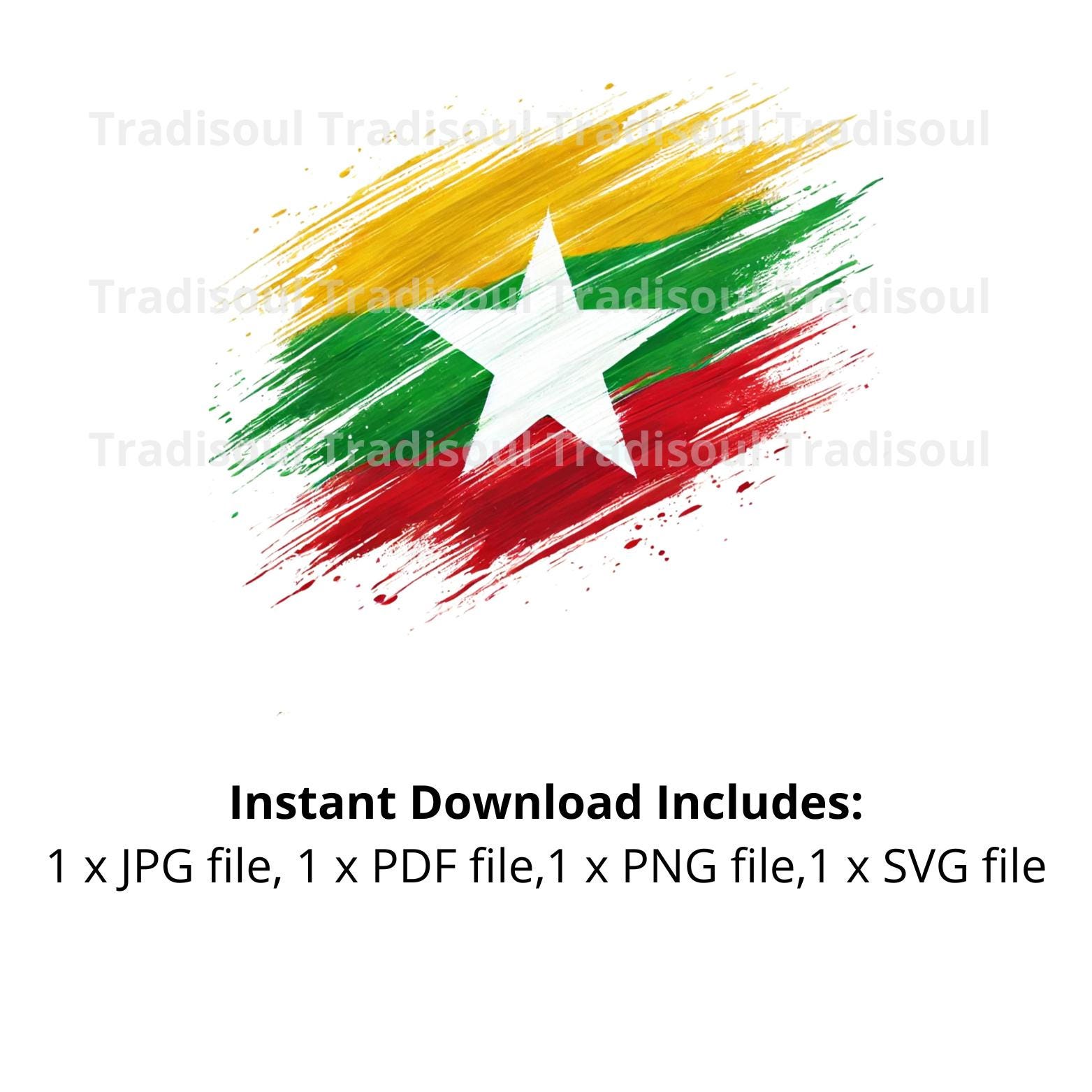 Myanmar Flag Watercolor Print - Digital Download | Abstract Myanmar ...